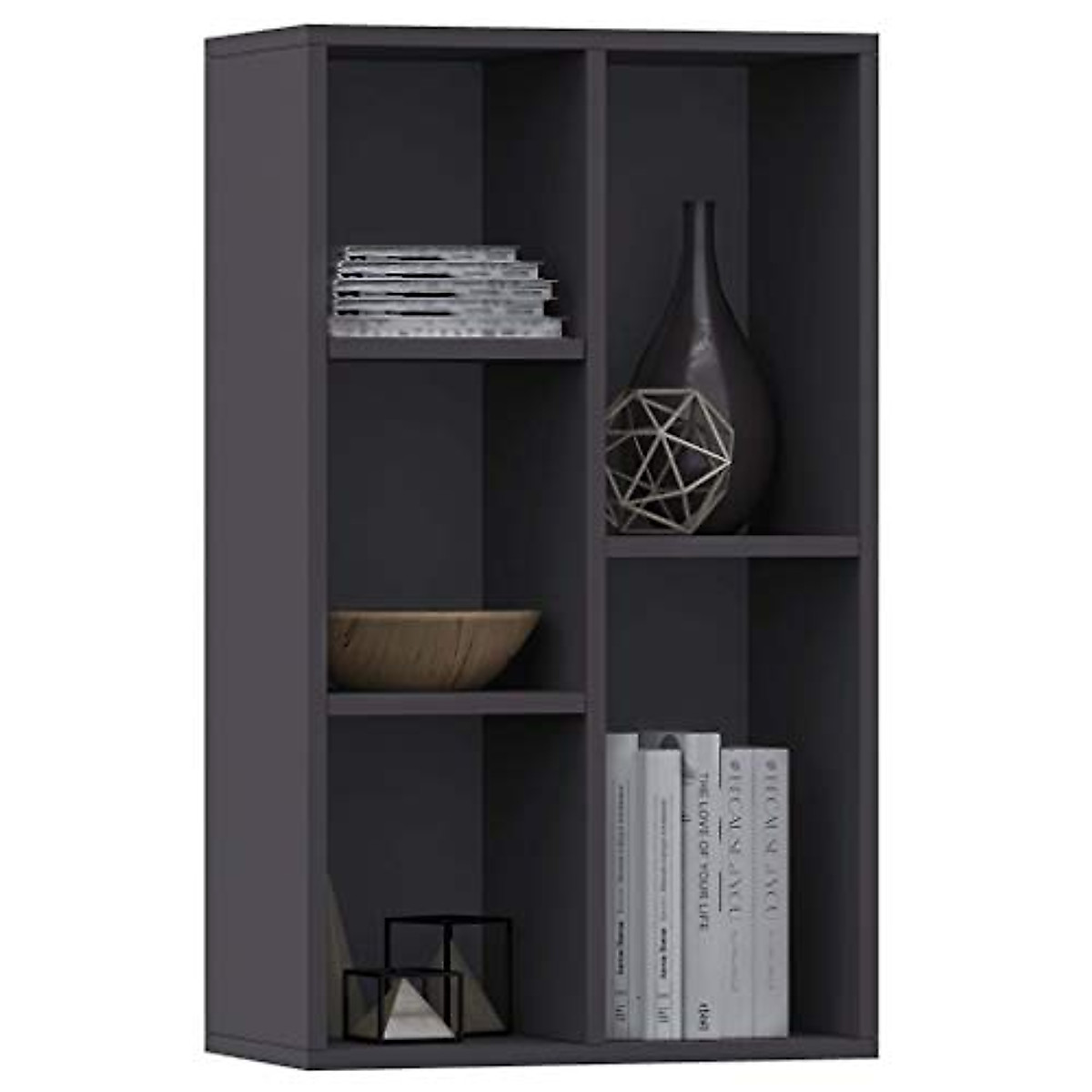 WIFESE Bookshelf Book Cabinet 19.7"x9.8"x31.5" Cubby Storage Organizer Record Player Stand Bookcase with Doors Bookshelf with Cabinet Storage Shelf for Living Room Small Cabinet Gray