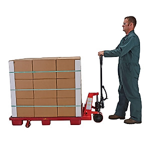Vestil PM5-2748-FP Wheel Nose Pallet Truck with Foot Pedal 27 in. x 48 in. 5500 Lb. Capacity Red