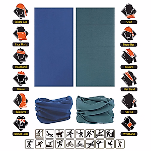 VANCROWN Neck Gaiter Headband Headwear Head Wrap Face Mask Magic Scarf Bandana for Men and Women (6PCS.Solid Color.2)