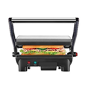 Chefman Electric Panini Press Grill and Gourmet Sandwich Maker w/ Non-Stick Coated Plates, Opens 180 Degrees to Fit Any Type or Size Food, Dishwasher Safe Removable Drip Tray, Stainless Steel/Black