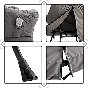 AcozyHom Modern Large Cotton Fabric Lazy Chair，Accent Contemporary Lounge Chair, Single Steel Frame Leisure Sofa Chair with Armrests and A Side Pocket, Smoky Grey