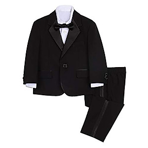 Nautica baby boys 4-piece With Dress Shirt, Bow Tie, Jacket, and Pants Tuxedo, Black, 18 Months US
