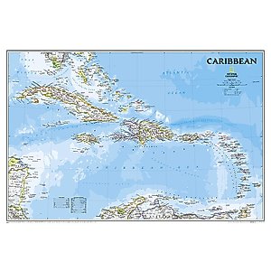 National Geographic Caribbean Wall Map - Classic (Poster Size: 36 x 24 in) (National Geographic Reference Map)