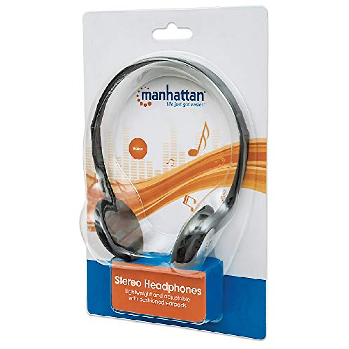 Manhattan On-Ear Wired Stereo Headphones - Long 6ft Cable, Single 3.5mm Wire Plug, Lightweight, Retro Vintage Style, Adjustable Headband –for Walkman, CD Player, Computer -3 Yr Mfg Warranty - 177481