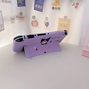 Cute Kuromi Case Compatible with Nintendo Switch OLED, Dockable Case Cover, Ergonomic Soft TPU Grip Case for Joycon, Sparkle Skin Set