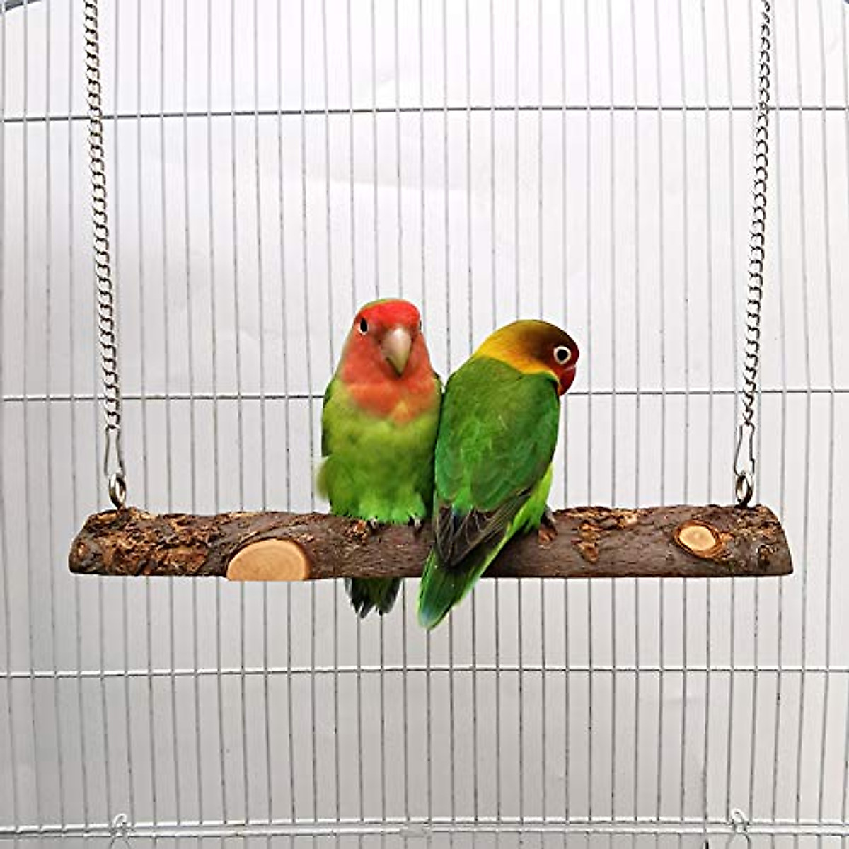 YJJKJ Pet Bird Swing, Parrot Cage Toys, Natural Wooden Swing Toys for Parakeet Cockatoo Cockatiel Conure Lovebirds Canaries Little Macaw African Parrot