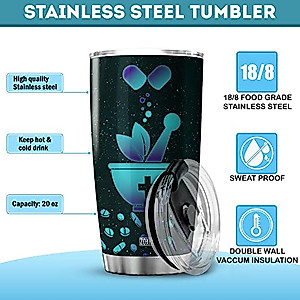 ZOXIX Pharmacy Technician Tumbler With Funny Sayings For Women Nurse Nursing Health Care Provider Gifts Pharmacist Coffee Travel Mug 20oz Stainless Steel Tumblers For Drug Dealer