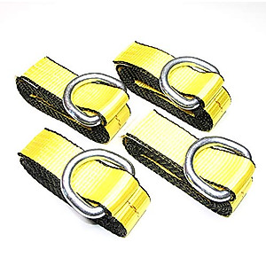GRIPON (Pack of 4) 2" X 8 Ft Lasso Tow Strap with D Ring Auto Hauler Tie Down