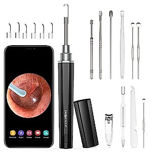 Pancellent Digital Otoscope Camera with Light, Ear Camera, Video Ear Scope with Ear Wax Removal Tools, Ear Endoscope Cleaner, Compatible with iPhone, iPad, Android Smart Phone (Basic Edition Black)