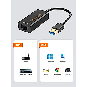 USB to Ethernet Adapter, CableCreation USB 3.0 to 10/100/1000 Gigabit Wired LAN Network Adapter Compatible with Nintendo Switch, Windows, MacBook, macOS, Mac Pro Mini, Surface Pro, Laptop, PC and More