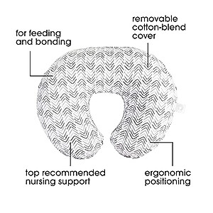 Boppy Original Support Nursing Pillow, Gray Cable Stitches, Ergonomic Breastfeeding, Bottle Feeding, and Bonding, Firm Hypoallergenic Fiber Fill, Removable Cover, Machine Washable