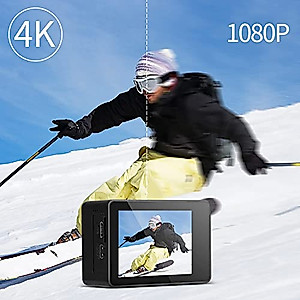 Jadfezy Action Camera 4K with WiFi, Remote Control, Sports Camera with Charger and 2×1350 mAh Batteries, 30M/98FT Waterproof Camera Mounting Accessories for Helmet and Bicycle etc. (4K 30FPS)