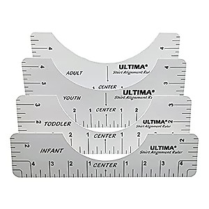 Ultima T-Shirt Alignment Guide & Centering Ruler – 4pc T Shirt Alignment Tool Used to Center Your Designs – Sizes for Adult, Youth, Toddler & Infant