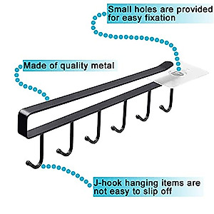 Mug Hooks Under Cabinet 3 pcs Coffee Tea Cup Mug Holder for Kitchen wiht 6 Hook, Fit for 0.94 Inch Thickness Shelf or Less by WOCHOLL (3pcs Black)