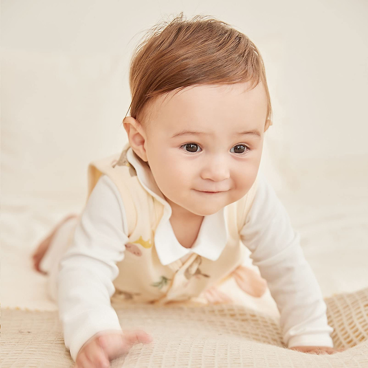 pureborn Baby Boys Girls Vest Halloween Sherpa Fleece Spring Waistcoat for Infant Boy Girl Beige Pumpkin 12-24 Months