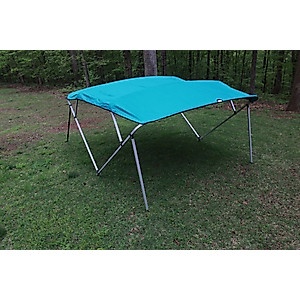 Square Tube Frame VORTEX Teal 4 Bow Pontoon/Deck Boat Bimini TOP 10' Long, 91-96