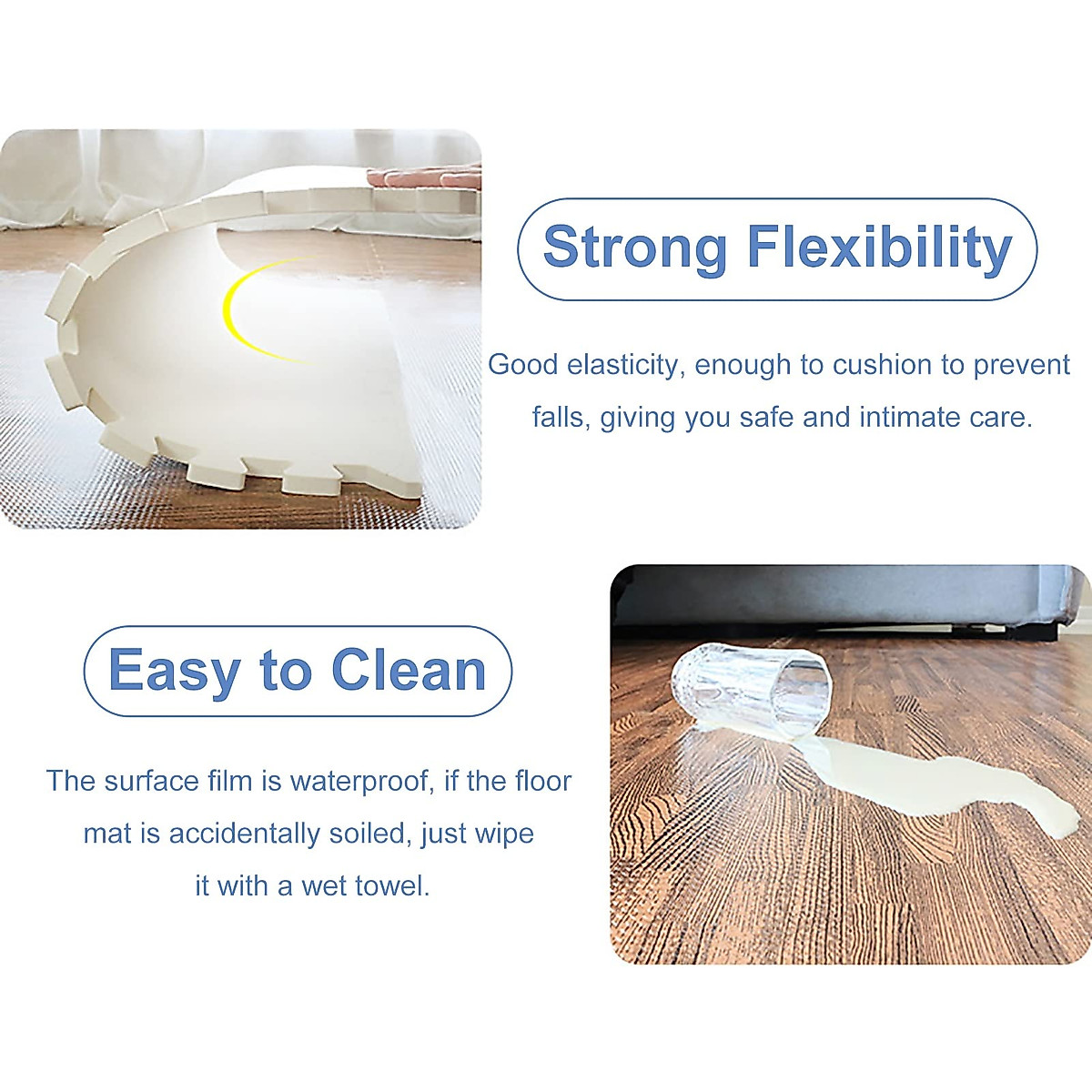 Interlocking Foam Tiles Wood Grain Foam Floor Mat, Multi Purpose Exercise Gym Protective Flooring Mats, Home Bedroom Living Room Studio Interlocking Tiles, 12in X 12in