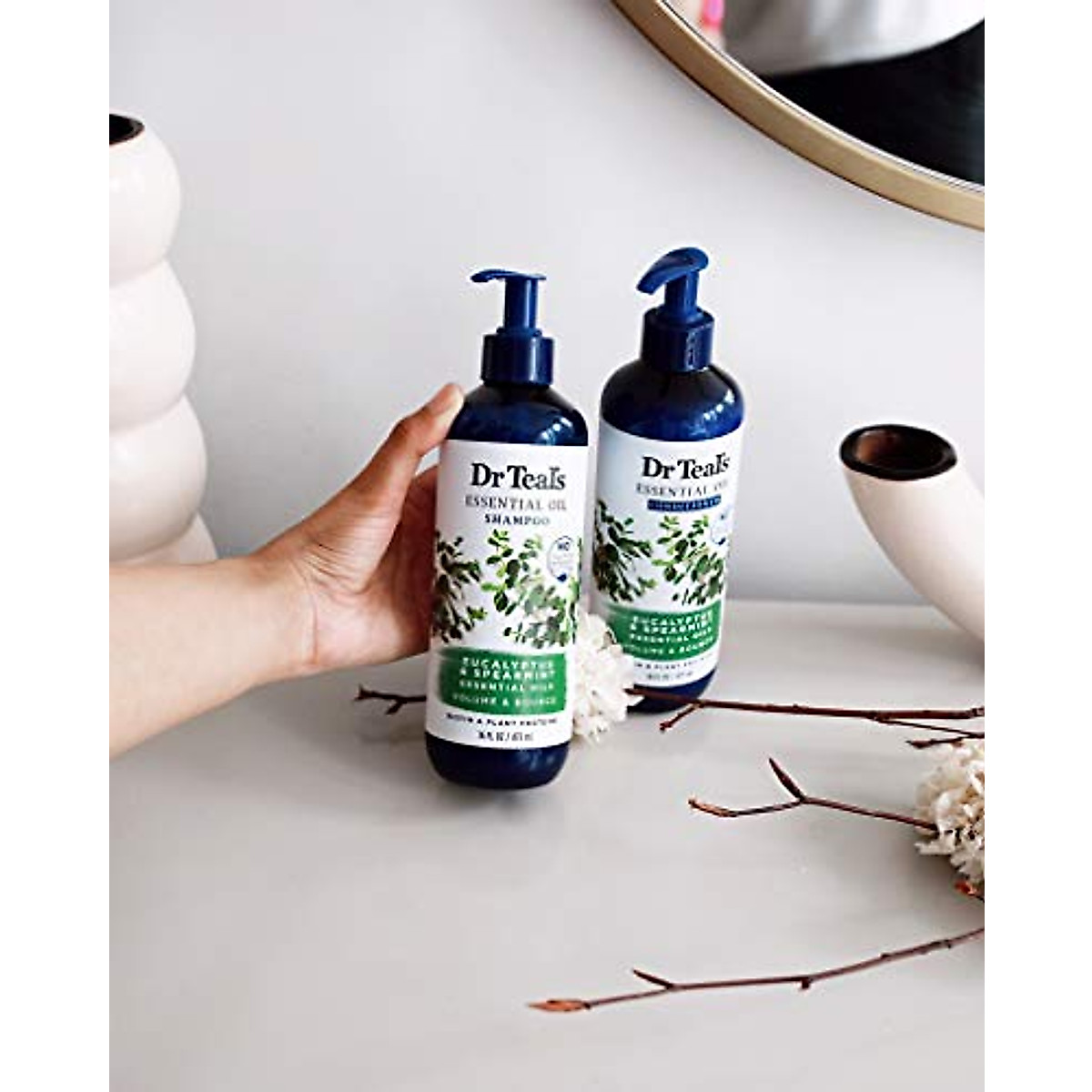 Dr Teal's Spearmint Volume & Bounce Essential Oil Shampoo, Sulfate Free, Eucalyptus, 16 Fl Oz