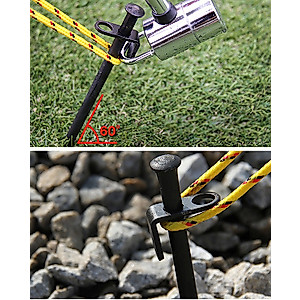 IUMÉ 10-Pack Tent Stakes, Black / 11.8inch Heavy Duty Camping Stakes with Oxford Fabric Pouch, Unbreakable and Inflexible Steel Ground Stakes Tent for Outdoor Trip Hiking Gardening