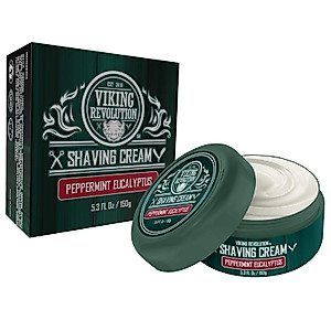 Luxury Shaving Cream Peppermint & Eucalyptus Scent - Soft, Smooth & Silky Shaving Soap - Rich Lather for the Smoothest Shave - 5.3oz