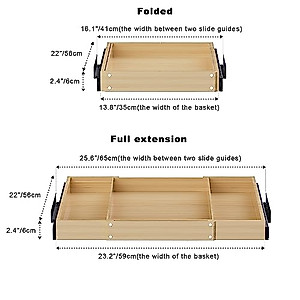 WEJIPP Pull Out Cabinet Drawer Organizer Expendable Sliding Bamboo Wood Storage Rack Organization Gliding Cupboard Shelf for Kitchen Pantry, Slide Out Spice Rack Container Organizer