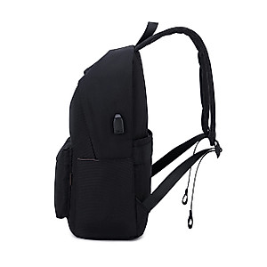 Acmebon Casual Waterproof Backpack for Girl and Boy Pure Color Bookbag for Teen Black