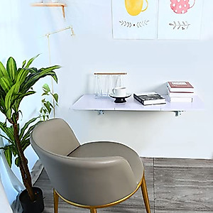 Zytty Folding Wall Desk, Wall Desk Fold Down Wall Mounted Desk for Small Space, Floating Desk, White, 35.4 x 15.8 inch