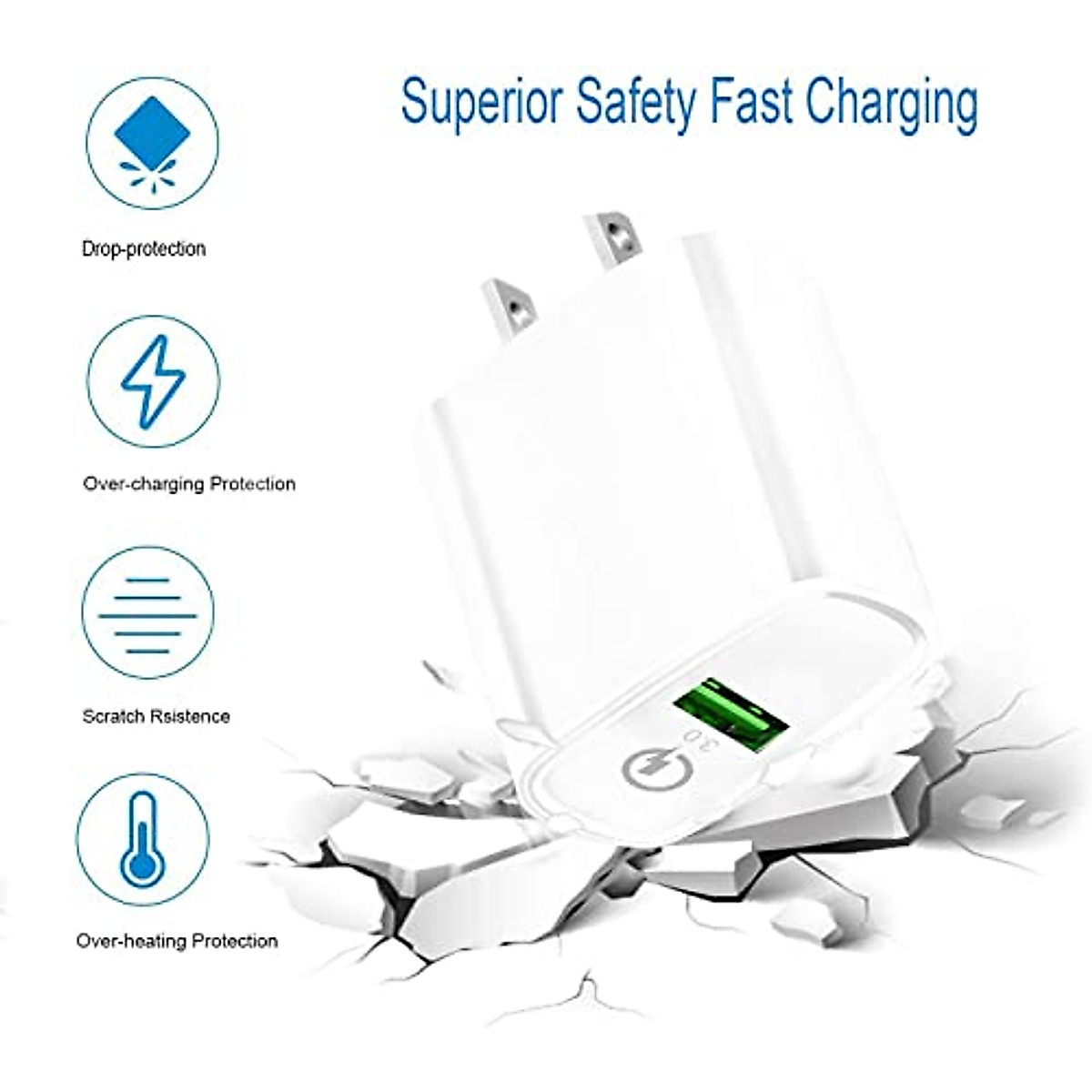 Fast Charger for LG K51 Q70 Velvet 5G/V60,tylo 6 5X 4 5,G8 G8X G7 V40 V35 V50 Thinq,K92,Reflect,Samsung Galaxy A13 5G,Tab A7 Lite/S6,18W Phone Charging Block,Quick Charge 3.0 Adapter +6FT USB C Cord