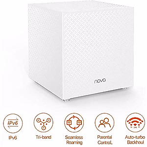 Tenda Nova AC Tri Band Mesh WiFi 5 System, White, 3/Pack (NOVA MW12 3PK)