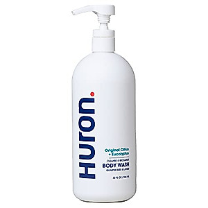 Huron Men's Moisturizing Body Wash - Crisp & Invigorating Scent of Citrus, Eucalyptus, Mint, & Aromatic Greens - Made With Coconut Oil, Vitamin E & Witch Hazel - 32 fl oz
