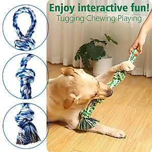 XIGOU Dog Rope Toys 2 Pcs Indestructible Dog Toys, Dog Chew Toys for Aggressive Chewers, Tough Puppy Teething Chew Toys for Boredom, Dental Cleaning Tug of War Dog Toy, Great for Small to Large Breed