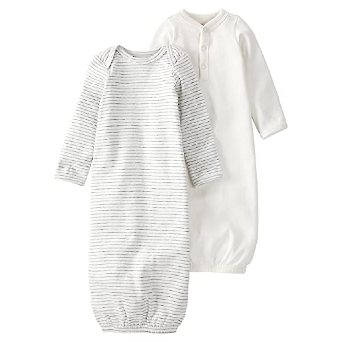 little planet by carter's unisex-baby Baby 2-pack Sleeper Gowns made with Organic Cotton, Light Cream/Heather Grey, 3 Months