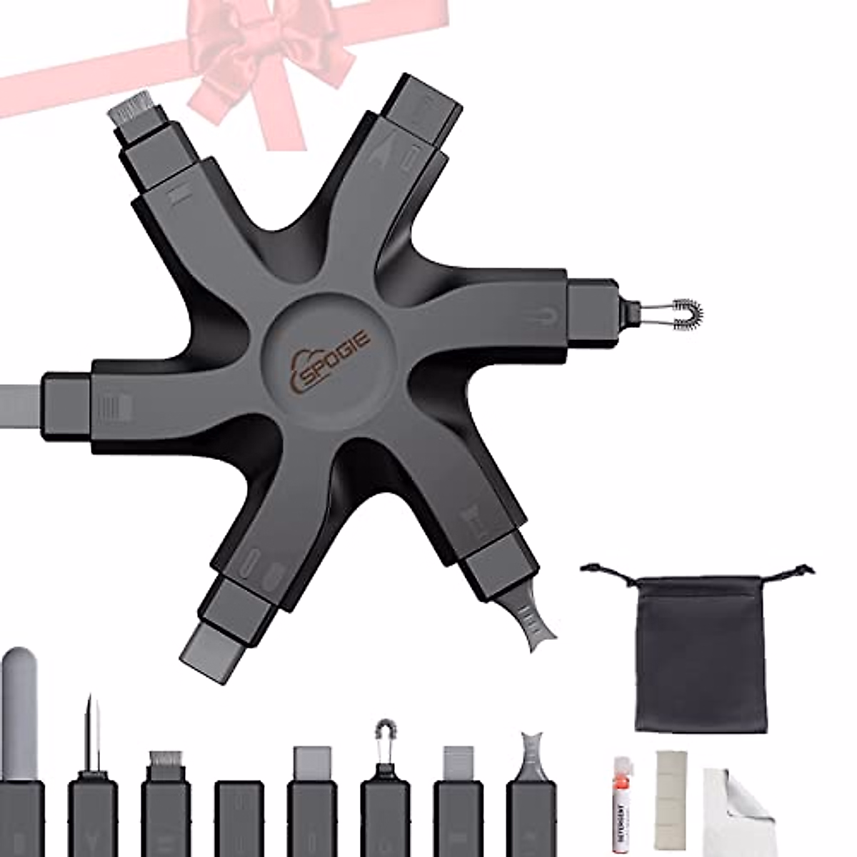 12 in 1 iPhone Cleaning Kit, Airpods Cleaning Kit with Portable Bag, iPhone Charging Port Cleaning Kit, Fix Unreliable Charging Connection, 2023 (Black)