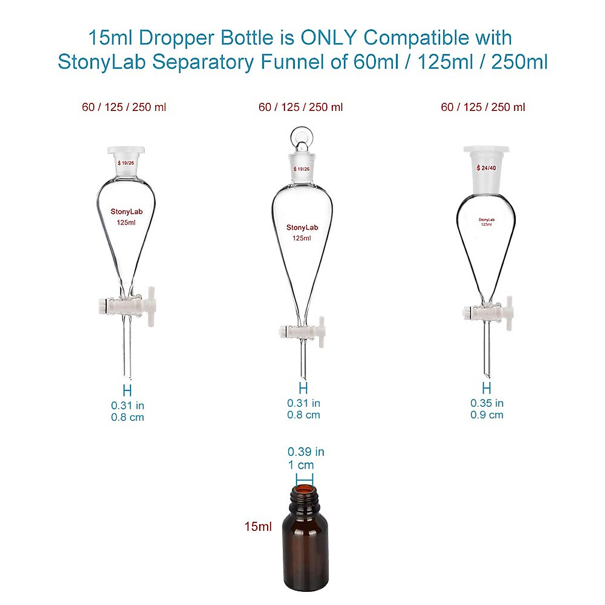 stonylab 15ml (0.5 oz) 2-Pack, Glass Dropper Bottle, Empty Glass Bottle with Glass Dropper, Inner Plug and Label for Essential Oils Aromatherapy Fragrances