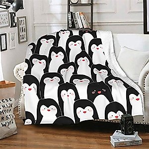 CUAJH Cute Penguins Blanket 50"x60", Lightweight Soft Flannel Fleece Throw Blanket for Bed Couch Sofa Chair Office