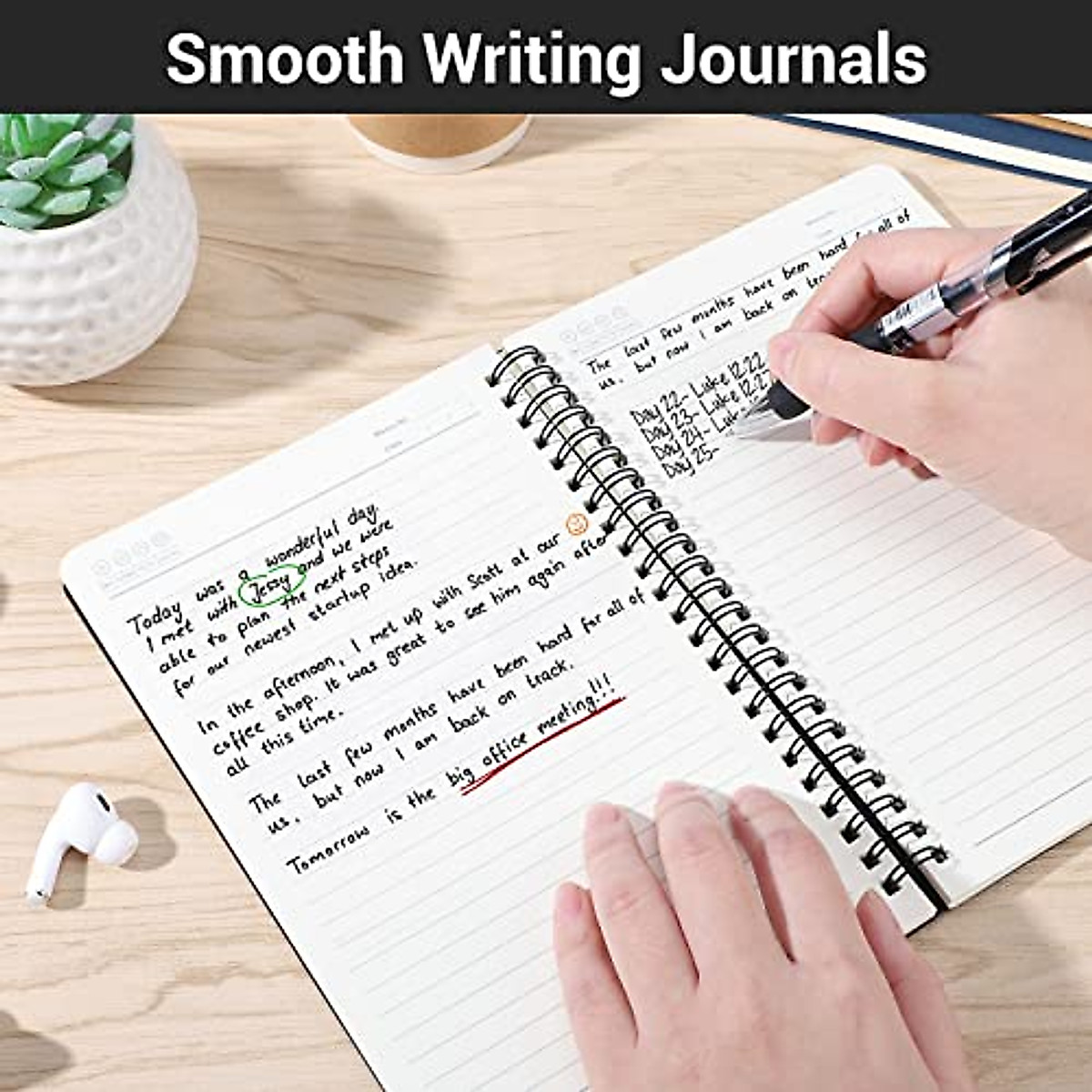 EUSOAR Students Ruled Spiral Notebook, A5 6 packs 5.5"X8.3" 120 Pages Lined Travel Writing Notebooks Journal, Memo Notepad Sketchbook, Students College Office Business Diary Book Journal-3 Colors