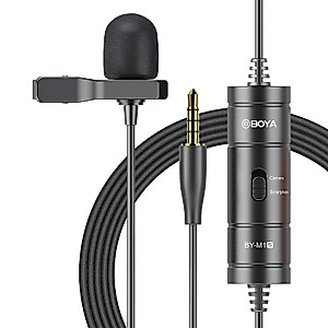 BOYA BY-M1S Professional Lavalier Lapel Microphone Omnidirectional Condenser Mic for iPhone Android Smartphone DSLR Camera, Camcorders, Audio Recorders, PC Laptop Recording