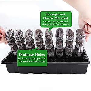 Hahood 3 Pack Seed Starter Tray Kit 120-Cells Germination Starter Tray with Humidity Dome and Base Including 120 Peat Pellets, Plant Labels, Tool, Plastic Plant Growing Tray for Garden Planting, Black