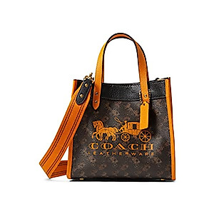 COACH Horse and Carriage with Carriage Badge Coated Canvas Field Tote 22 Truffle Papaya One Size