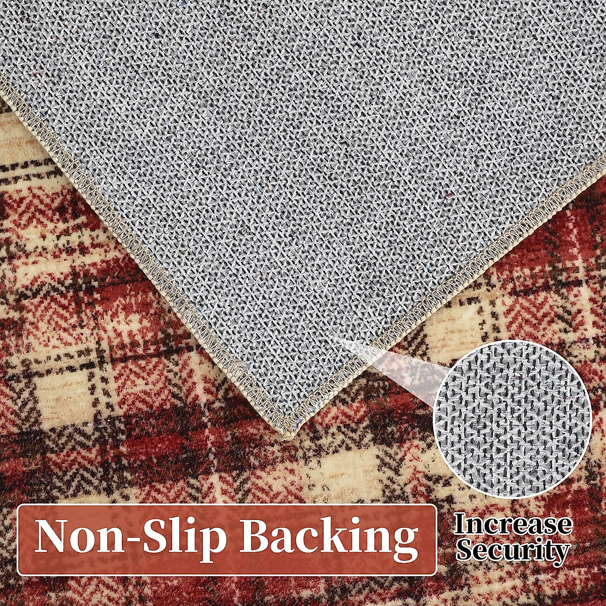 Zacoo Washable Rug 8x10 Rug for Living Room Modern Tartan Rug Plaid Area Rug Soft Area Rugs for Bedroom Aesthetic Non Slip Throw Rugs for Dining Room Nursery Rug Red 8'x10'