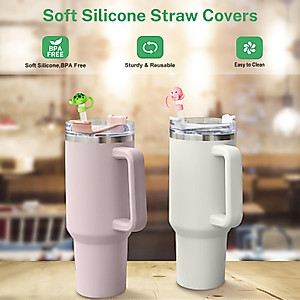 VVAYHUA 6Pcs Straw Covers Cap for Stanley Cup, Cute Animals Straw Topper Compatible with Stanley Cup & Simple Modern, Silicone Straw Tips 0.4in/10mm for Stanley Accessories