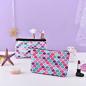 WERNNSAI Mermaid Makeup Bag - Travel Cosmetic Bag for Girls Women Gift Water-resistant Vanity Toiletry Bag Pouch Beauty Cosmetic Organizer Gadget Pencil Case