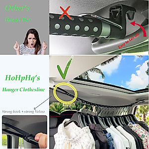 HoHpHq Car Clothes Hanger Bar 18 Rings - Travel Clothesline for Car Travel Hanger Telescopic - Cloth Racks for Coat Suit,SUV (Black), A20230610