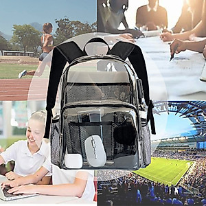 Large Clear Backpack Heavy Duty PVC Transparent Bookbag See Through Plastic Backpacks for Stadium School Work concert Sport Event Security Travel(black)