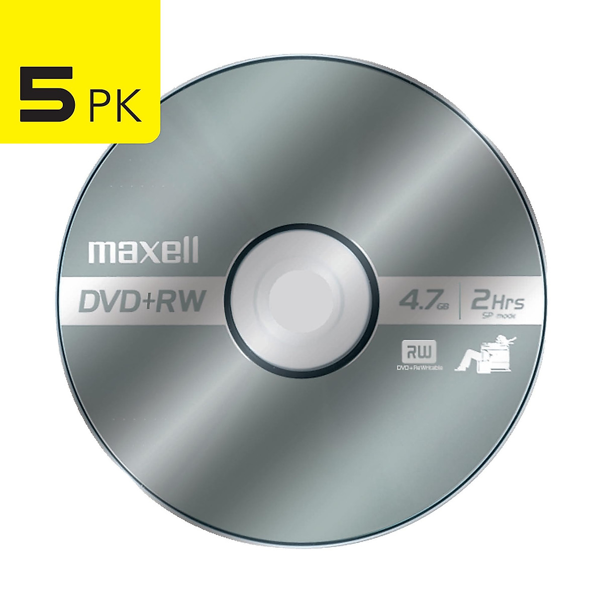 Maxell 634045 DVD-RW Blank Disc - Rewritable 4.7 Gb with Slim Jewel Case, 120min & Max Up to 4x, Superior Archival Life Digital Storage Playback & Up to 1000 Rewrite - 5 Pack