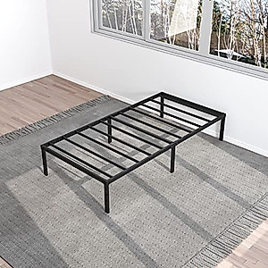 Maenizi Heavy Duty Twin Bed Frame No Box Spring Needed, 14 Inch Metal Platform Bed Frame Twin Support Up to 2500 lbs, Easy Assembly, Noise Free, Black