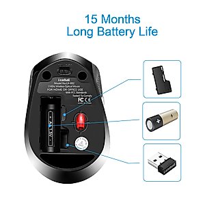 LeadsaiL Wireless Computer Mouse, 2.4G Portable Slim Cordless Mouse Less Noise for Laptop Optical Mouse with 6 Buttons, USB Mouse for Laptop, Deskbtop, MacBook (Grey)