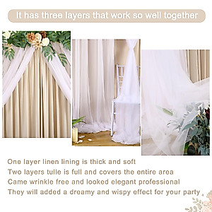 Wrinkle Free Champagne Tulle Backdrop Curtains for Baby Shower Party Wedding Photo Drape Backdrop for Photography Props Engagement Bridal Shower 10 ft X 10 ft