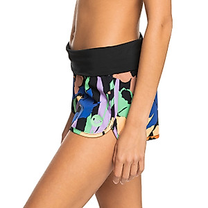 Roxy Women's Standard Board Tummy Control, Quick-Dry Swim, 4-Way Stretch, 2" Inseam Beach Shorts, UPF+ 50 Sun Protection, Anthracite Flower Jammin 231, Medium