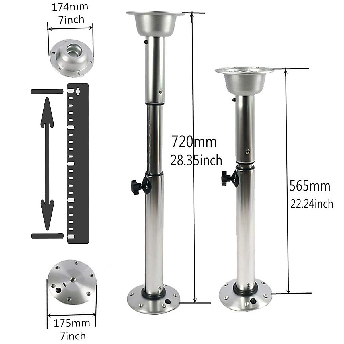 Gdrasuya10 Adjustable Table Pedestal Stand Base for Caravan Motorhome or Boat,Adjustable Telescopic Pedestal 22-28 Inch,Table Pedestal Kit for RV Marine Boat